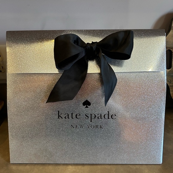 kate spade | Bags | Kate Spade Silver Sparkle Gift Box And Bow New ...